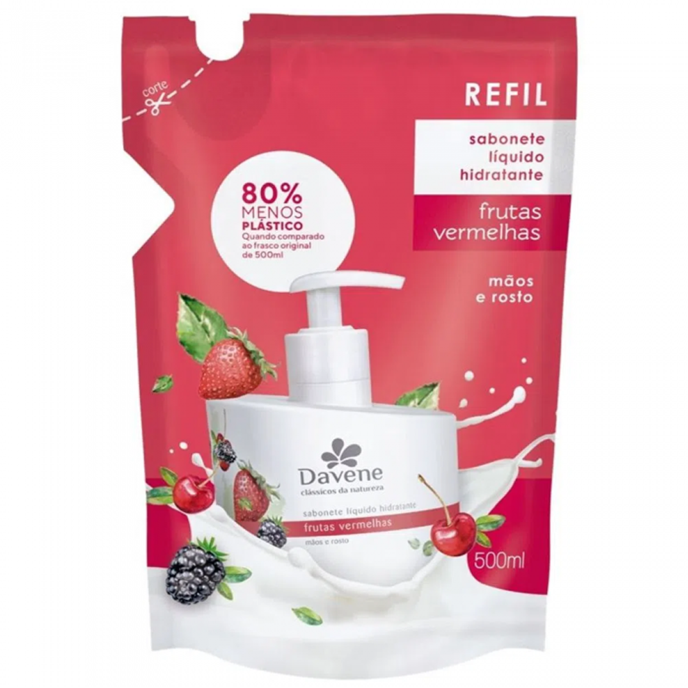Davene Sabonete Líquido Hidratante Refil 500ml - Frutas Vermelhas