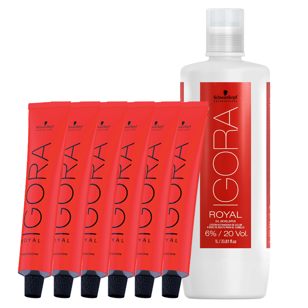 Igora Royal Kit para Coloração 6 unidades - 8.77 Louro Extra Claro Cobre