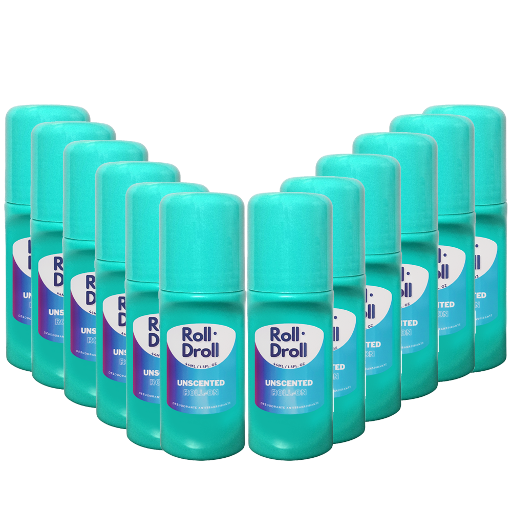 Roll Droll Kit Desodorante Roll-On Unscented 44ml - 12 Unidades