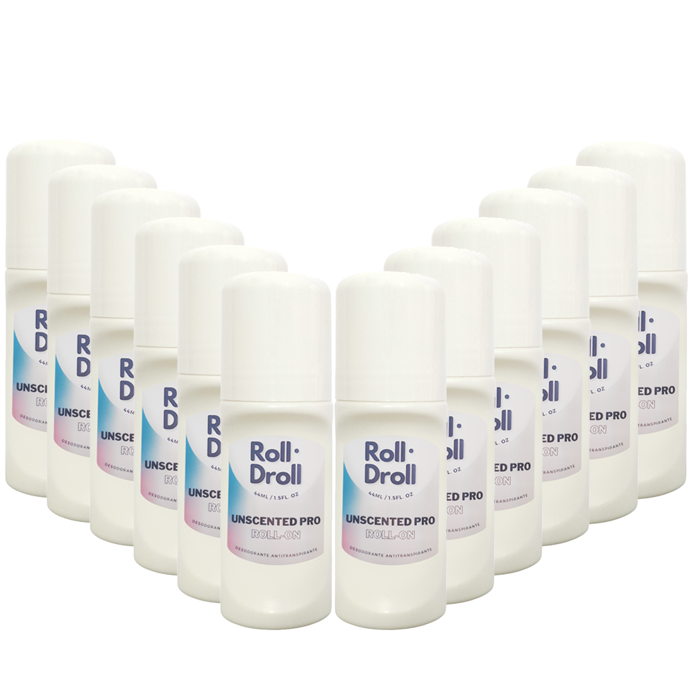 Roll Droll Kit Desodorante Roll-On Unscented Pro 44ml - 12 Unidades